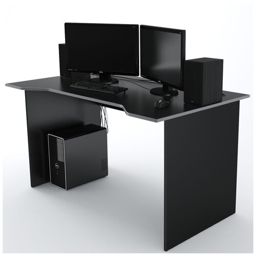 Дизайн Фабрика компьютерный стол Jedi, ШхГхВ: 140х71.6х73.2 см, цвет: черный/серый