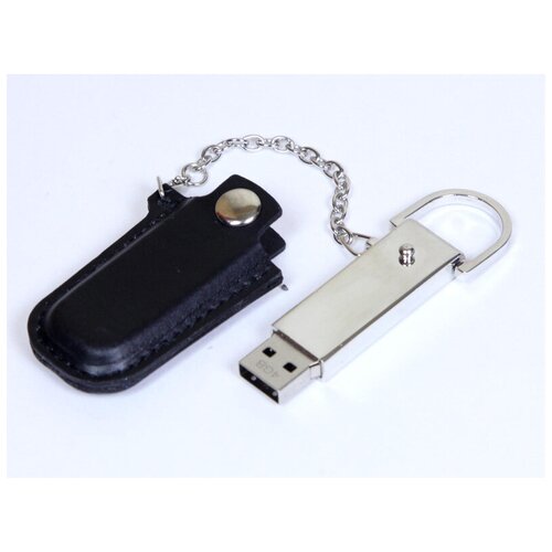 Массивная металлическая флешка с кожаным чехлом (64 Гб / GB USB 2.0 Черный/Black 214 флэш накопитель APEXTO U503E кожа)