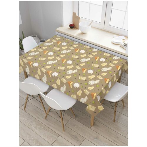 Скатерть прямоугольная JoyArty на кухонный стол "Четыре сыра" из оксфорда, 120x145 см