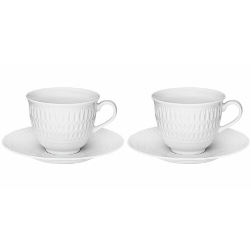 Чайный набор посуды на 2 персоны 260 мл cmielow София 4 предмета, 2 чашки и Блюдца, подарочный фарфор / кружки для чая и кофе