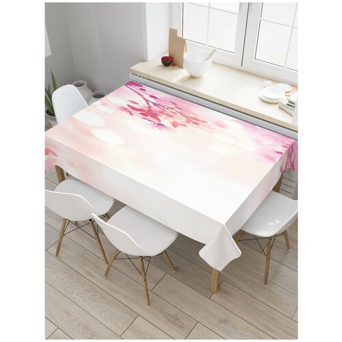 Скатерть прямоугольная JoyArty на кухонный стол "Сакура боке" из оксфорда, 180x145 см