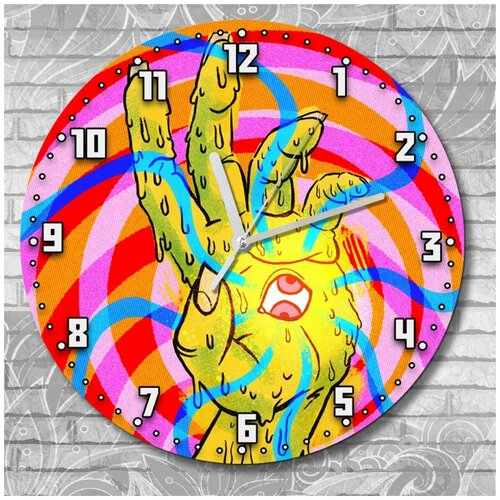 Настенные часы УФ психоделика (рука) - 124