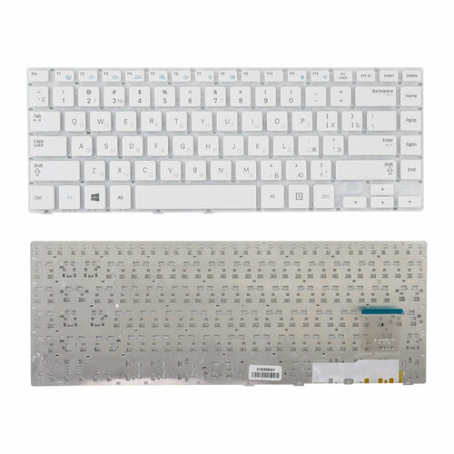 Клавиатура для ноутбука Samsung NP370R5E, NP450R5E белая без рамки, плоский Enter