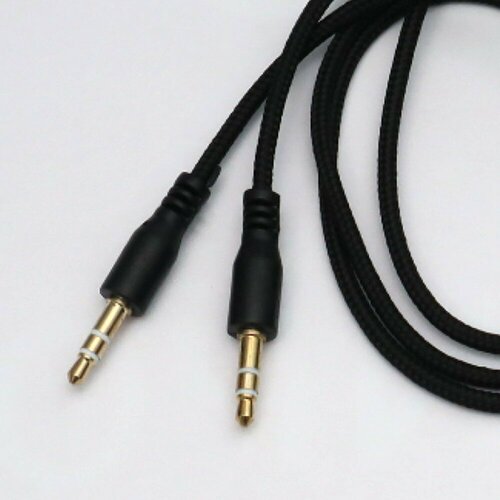 Аудио кабель AUX, 3,5 мм, 1 м, черный, тканевая оплетка