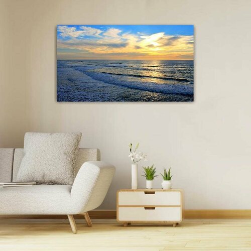 Картина на холсте 60x110 LinxOne "Море закат пейзаж" интерьерная для дома / на стену / на кухню / с подрамником