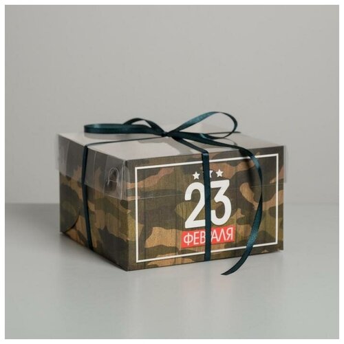 Коробка на 4 капкейка «23 Февраля», 16 × 16 × 10 см./ В упаковке: 5