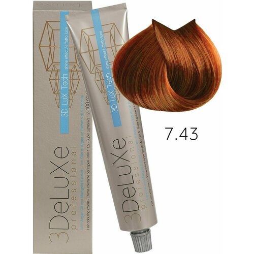 3Deluxe крем-краска для волос 3D Lux Tech, 7.43 блондин золотисто-медный