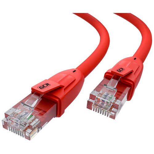 GCR Патч-корд прямой 15.0m UTP кат.6, красный, 24 AWG, литой, ethernet high speed, RJ45, T568B