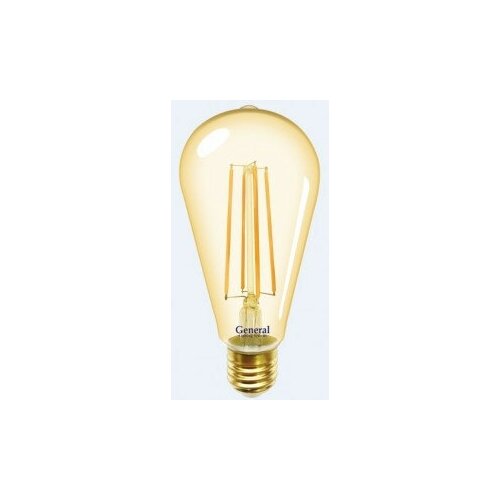 Светодиодная лампа General LOFT ST64S E27 10W (900lm) 4500K 4K 64x140 филамент (нитевидная) прозр. 655305