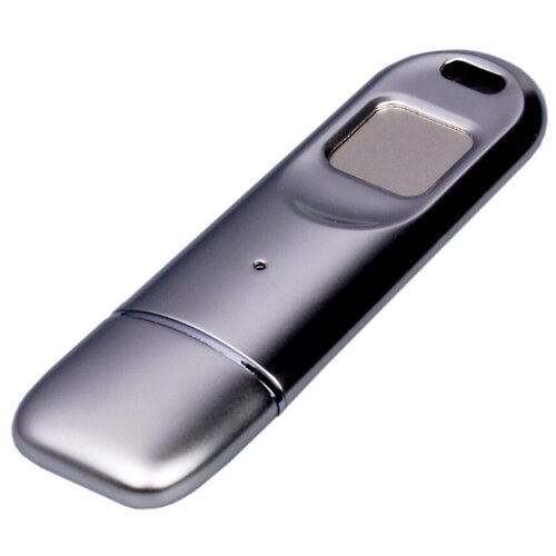 Металлическая флешка сейф со сканером отпечатков пальцев в подарочной упаковке (64 GB USB 3.0 Серебристый Fingerprint)