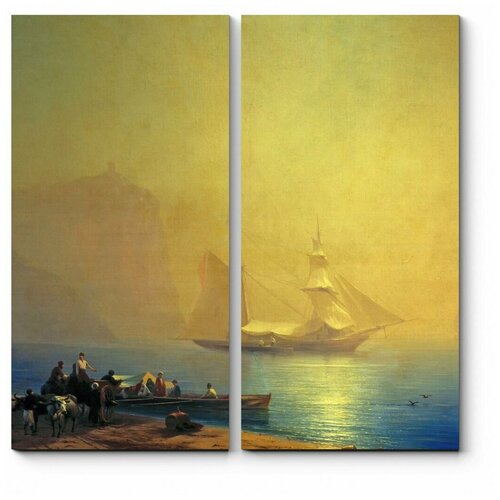 Модульная картина Утро на морском берегу. Судак. 1856 год.90x90