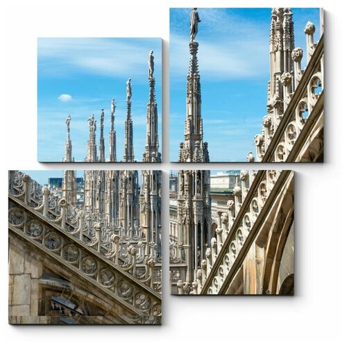 Модульная картина Мраморные скульптуры Миланского собора90x90