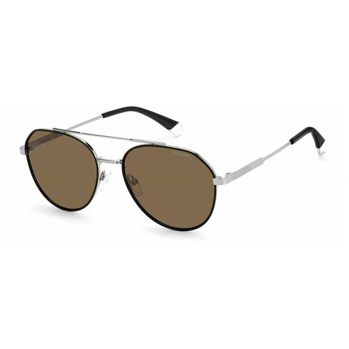 Солнцезащитные очки Polaroid, серебряный, коричневый