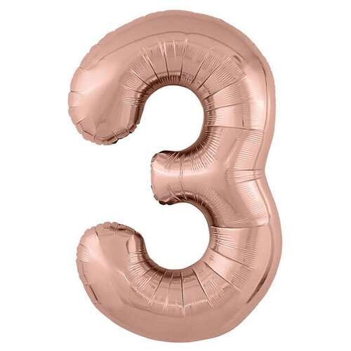 Шар фольгированный 40" "Цифра 3", цвет розовое золото Slim