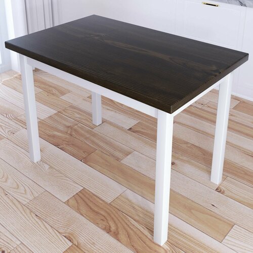 Стол кухонный Классика со столешницей цвета темного дуба из массива сосны 40 мм и белыми ножками, 90х60х75 см