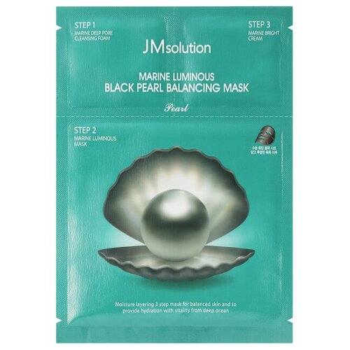 JM Solution Marine Luminous Black Pearl Balancing Mask Трёхшаговый набор для сияния кожи с чёрным жемчугом, 30 г, 30 мл