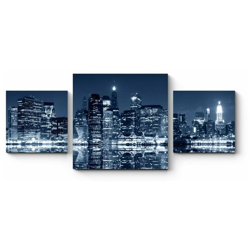 Модульная картина Манхэттен ночью, Нью-Йорк 110x47