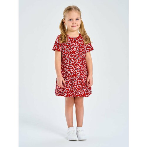 Платье Веселый Малыш, размер 122, красный, белый