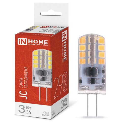 Лампа светодиодная LED-JC 3Вт 12В G4 4000К 290Лм IN HOME (5шт) (арт. 4690612036021)