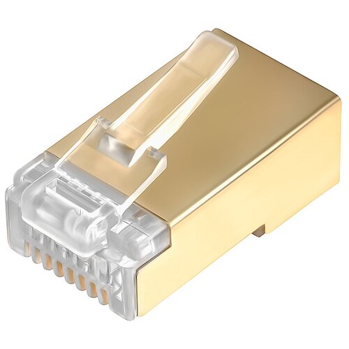 GCR Коннектор RJ-45 cat.6 FTP Male, экран, для многожильного кабеля, 8p8c, позолоч. контакты (10 шт)