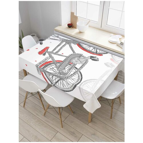 Скатерть прямоугольная JoyArty на кухонный стол "Любовный велосипед" из оксфорда, 120x145 см