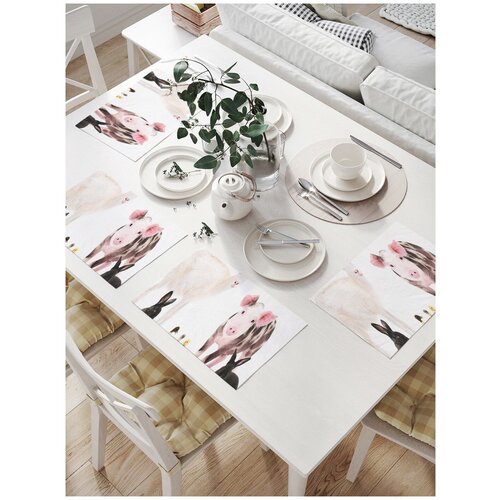Салфетки на стол для сервировки прямоугольные, плейсмат JoyArty "Домашнее хозяйство", 32x46 см, в комплекте 4шт.