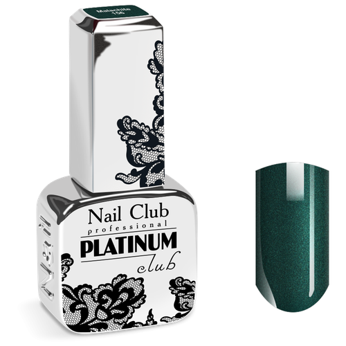 Nail Club professional Эмалевый гель-лак для ногтей с липким слоем PLATINUM CLUB 156 Malachite, 13 мл.