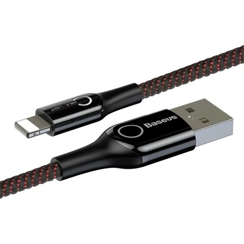 Кабель Baseus USB - Lightning 2.4А, 1 м C-Shaped Light Intelligent Power-Off Cable, черный