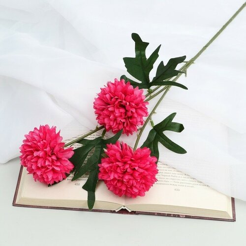 Poetry in flowers Цветы искусственные "Георгин шаровидный" 7х60 см, тёмно-розовый