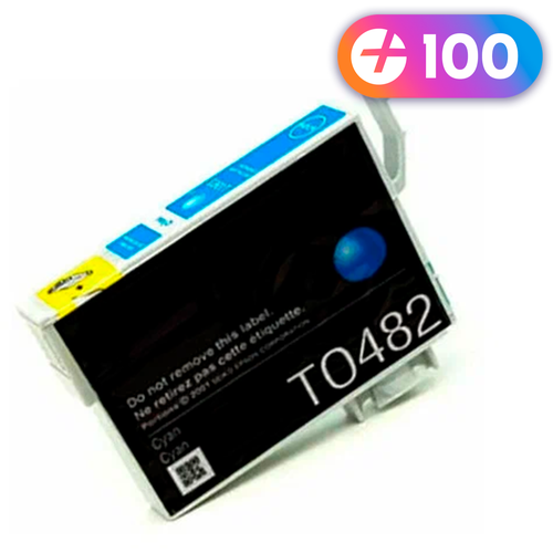 Картридж для Epson T0482, Epson Stylus Photo R200, R220, R300, RX600, R340 и др. с чернилами голубой новый заправляемый