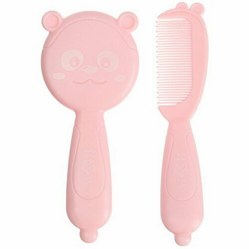 Набор для ухода за волосами: расческа и щетка "Мишка", цвет розовый