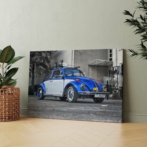 Картина на холсте (volkswagen beetle фольксваген жук автомобиль старый volkswagen type 1) 20x30 см/для интерьера/в комнату/на стену/в подарок