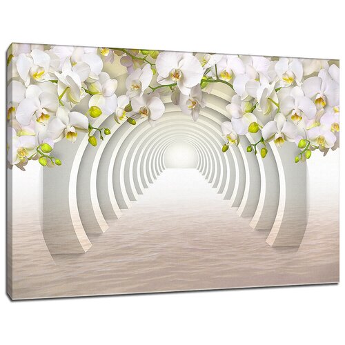Картина Уютная стена "Объемные стереоскопические 3D арки и орхидеи" 90х60 см
