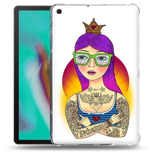 Чехол задняя-панель-накладка-бампер MyPads девушка в татуировках с короной для Samsung Galaxy Tab A 10.1 SM-T510 (2019)/Samsung Galaxy Tab A 10.1 SM-T515 (2019) противоударный