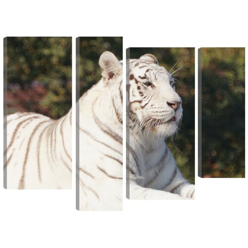 Модульная картина "Белый тигр". В спальню, гостиную, зал. PR-1158 (96x70см). Натуральный холст