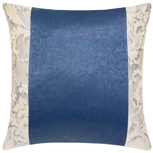 Наволочка - чехол для декоративной подушки на молнии Лаура вензель, 45 х 45 см, синий, серый