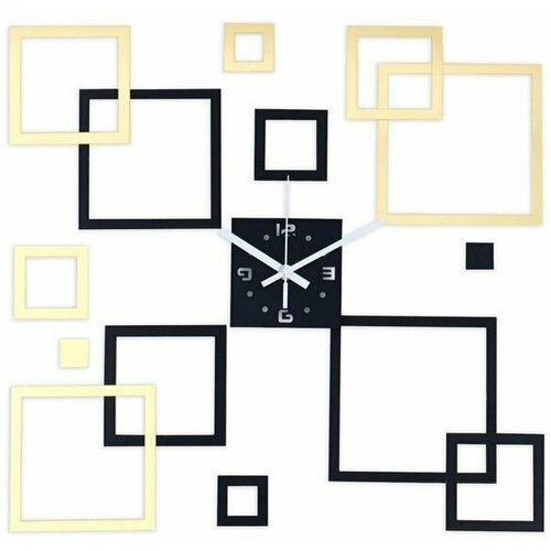 Часы-наклейка, серия: DIY, "Квадратиш", d-15 см, 20.5 х 20.5 см, 1 ААА