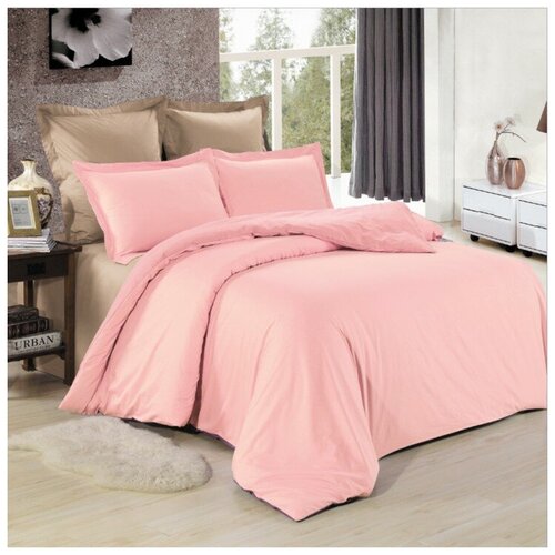 Комплект постельного белья Valtery LS-43-1, 2-спальное, сатин, розовый/коричневый