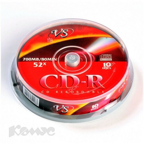 VS Диск для записи Носители информации CD-R, 52x, VS, Cake/10шт.