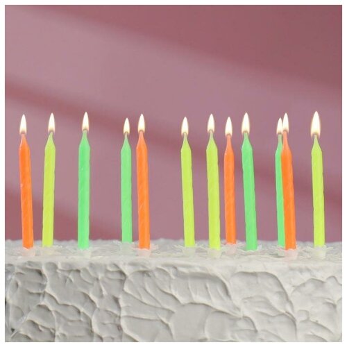 Омский свечной завод Свечи для торта "Красочные", 6 см, классические, набор 24 шт