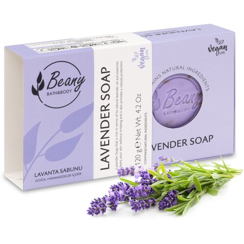 Мыло Beany твердое натуральное турецкое "Lavender Extract Soap" с экстрактом лаванды