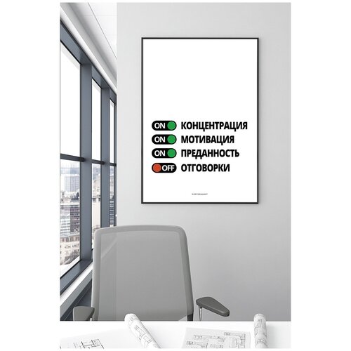 Постер для офиса черной рамке Postermarkt "On-Off", 50х70 см