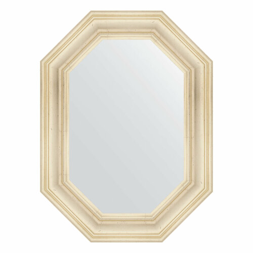 Зеркало настенное Polygon EVOFORM в багетной раме травленое серебро, 59х79 см, для гостиной, прихожей, кабинета, спальни и ванной комнаты, BY 7209