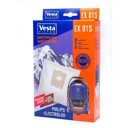 Vesta filter Синтетические пылесборники EX 01S, белый, 4 шт.