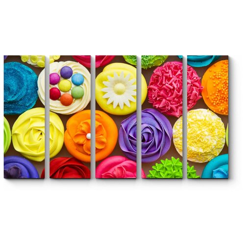 Модульная картина Разноцветные капкейки 120x72