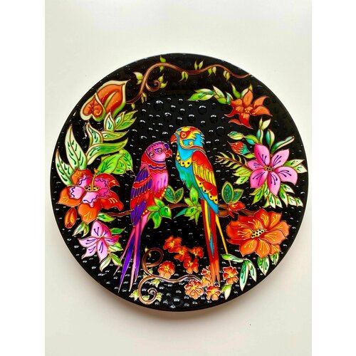 "Попугаи в тропическом лесу" декоративная тарелка на стену Подарок