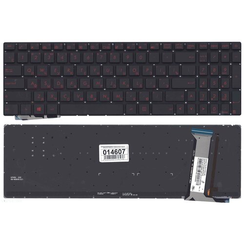 Клавиатура для ноутбука Asus G551VW черная без рамки с подсветкой