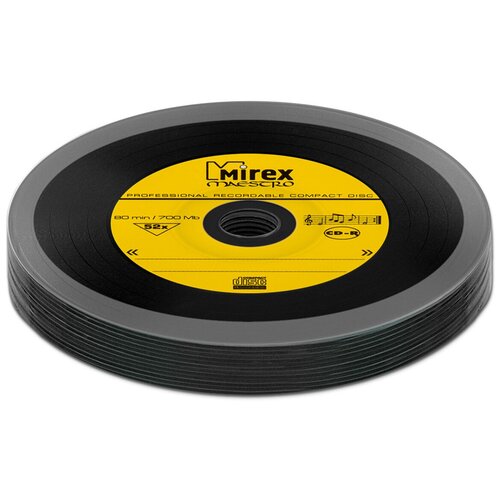 Диск Mirex CD-R 700Mb 52X MAESTRO Vinyl (виниловая пластинка), желтый, упаковка 10 шт.