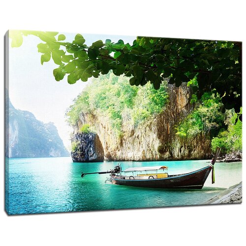 Картина Уютная стена "Длинная лодка на острове в Таиланде" 90х60 см