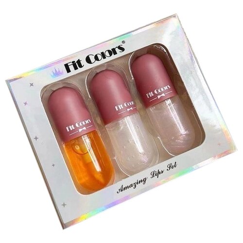 Fit Colors Набор блесков для губ Amazing Lips Set, перламутровый/розовый/прозрачный